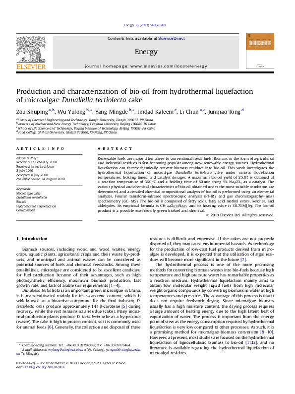 (PDF) Production and characterization of bio-oil from hydrothermal ...