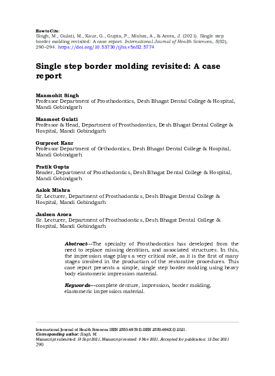 (PDF) Single step border molding revisited | Manmohit Singh - Academia.edu