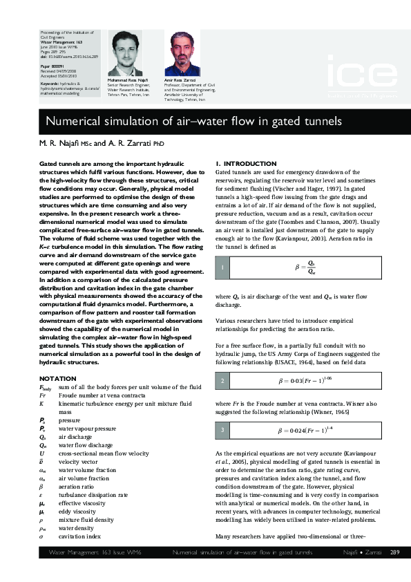 (PDF) Numerical simulation of air–water flow in gated tunnels