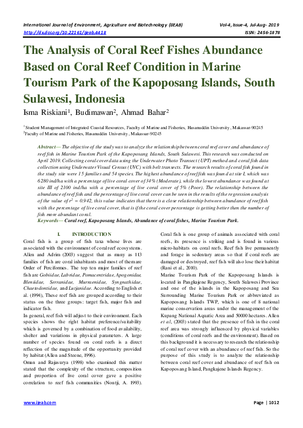 (PDF) The Analysis of Coral Reef Fishes Abundance Based on Coral Reef ...