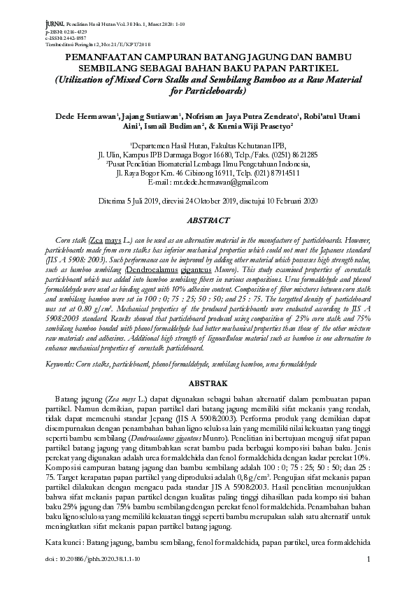 (PDF) Pemanfaatan Campuran Batang Jagung Dan Bambu Sembilang Sebagai ...