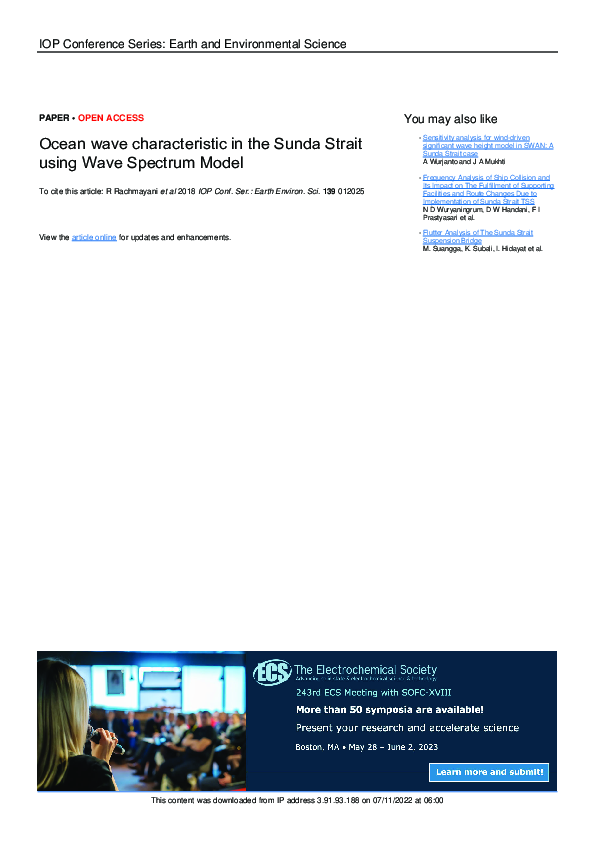 (PDF) Ocean wave characteristic in the Sunda Strait using Wave Spectrum Model