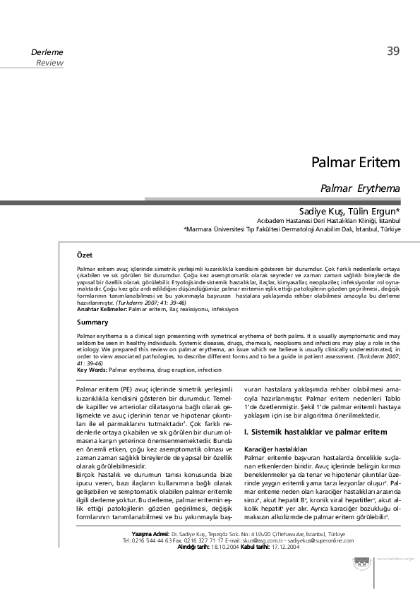 (PDF) Palmar Eritem Palmar Erythema