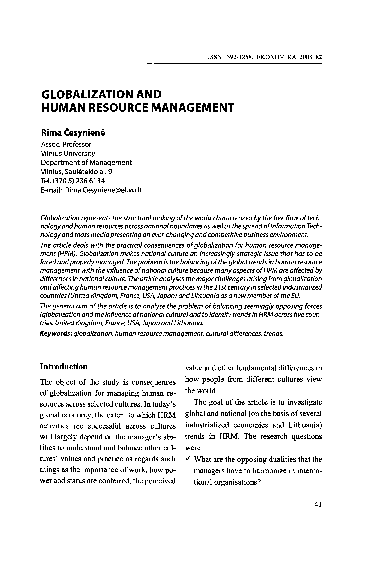 (PDF) Globalization and Human Resource Management