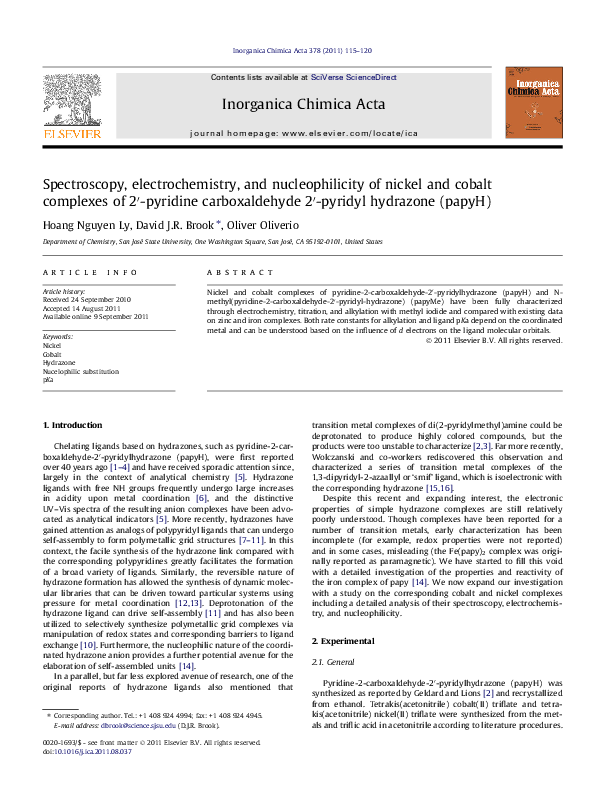 (PDF) Spectroscopy, electrochemistry, and nucleophilicity of nickel and ...