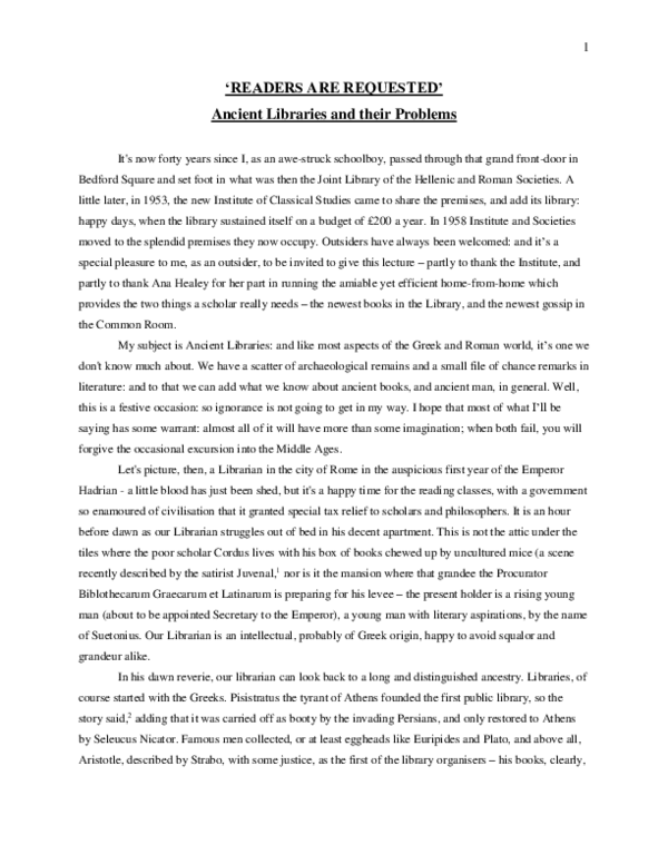 (PDF) Ancient Libraries: Challenges and Reflections