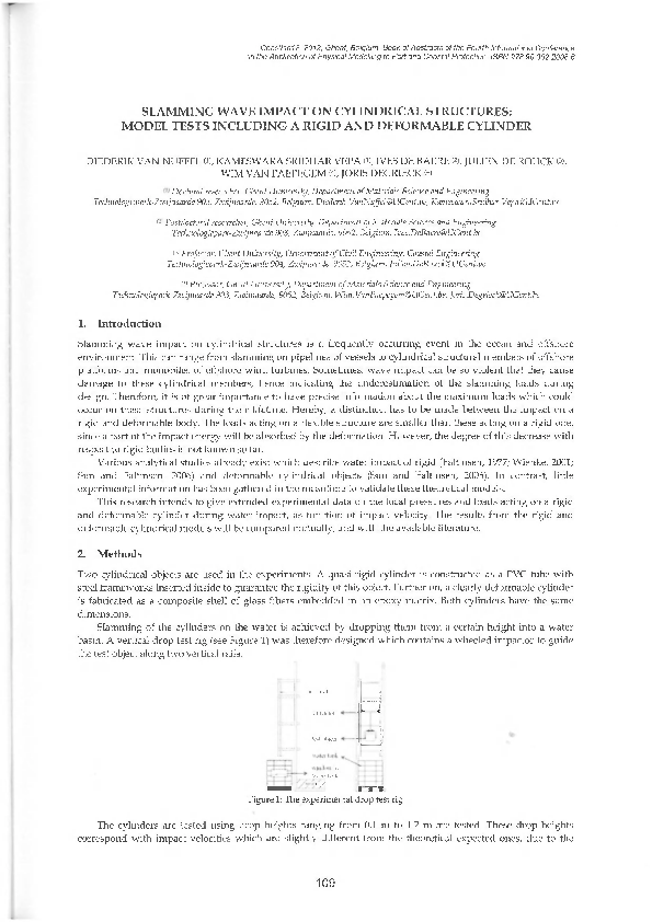 Pdf Slamming Wave Impact On Cylindrical Structures Model Tests
