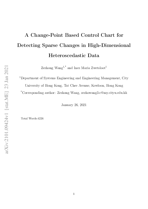 (PDF) A Change-Point Based Control Chart for Detecting Sparse Changes in High-Dimensional ...