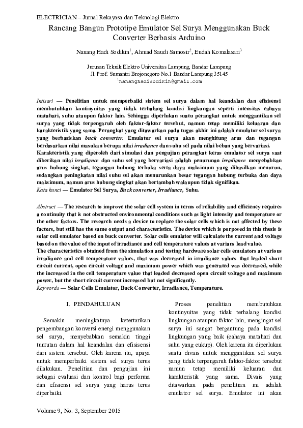 (PDF) ELECTRICIAN-Jurnal Rekayasa dan Teknologi Elektro