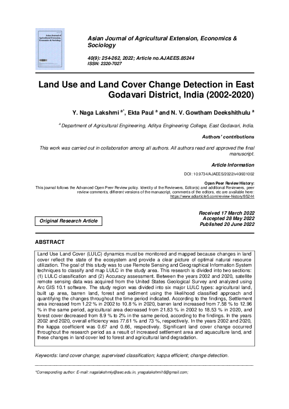 (PDF) Land Use and Land Cover Change Detection in East Godavari ...