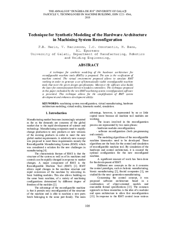 (PDF) Technique for synthetic modeling of the hardware architecture in machining system ...