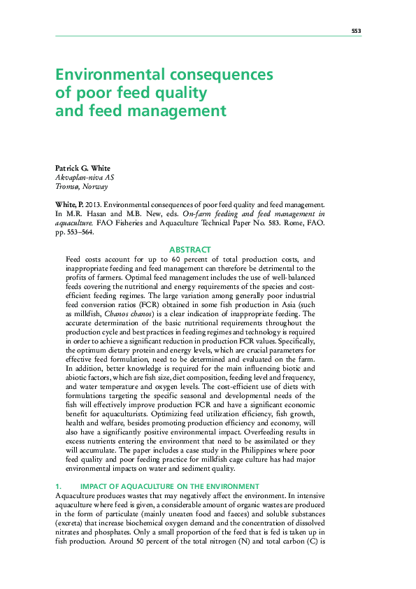 (PDF) Environmental consequences of poor feed quality and feed management