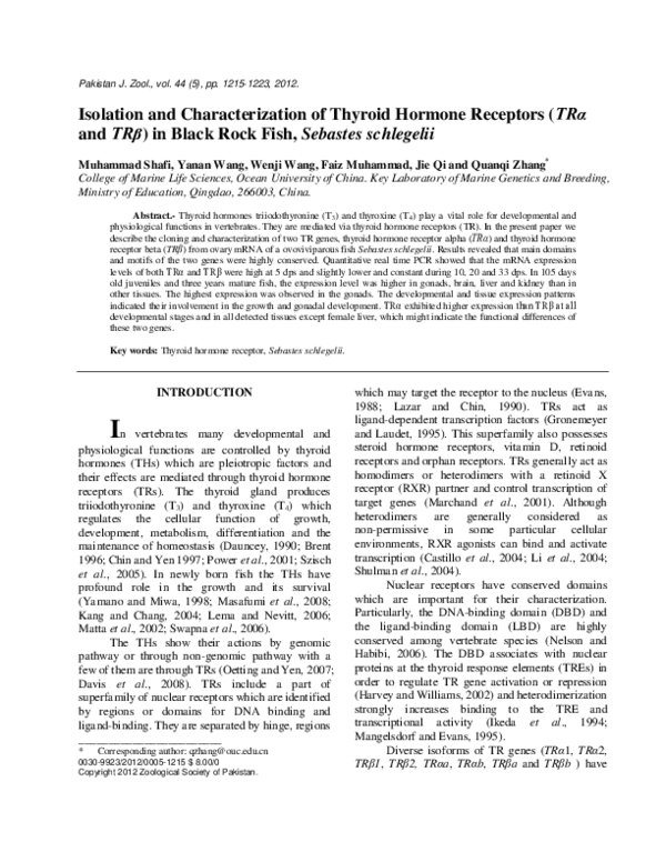 (PDF) Isolation and Characterization of Thyroid Hormone Receptors (TRα ...