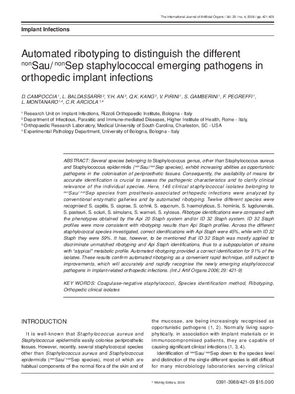 (PDF) Automated Ribotyping to Distinguish the Different nonSau/ nonSep ...