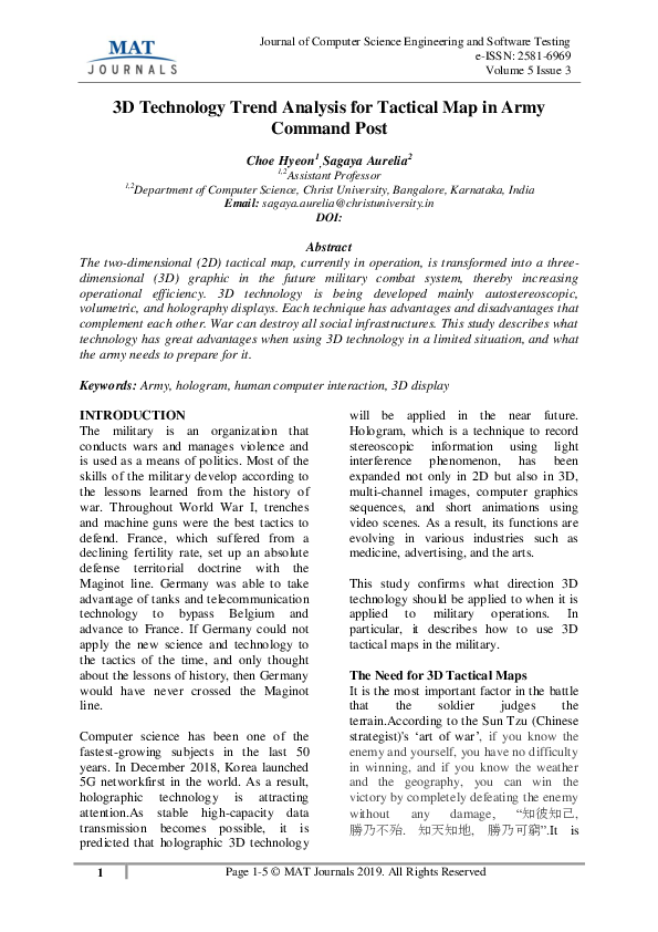 (PDF) 3D Technology Trend Analysis for Tactical Map in Army Command Post