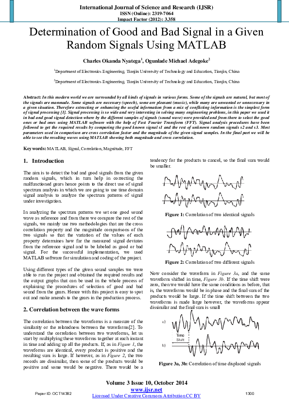 (PDF) Determination of Good and Bad Signal in a Given Random Signals ...