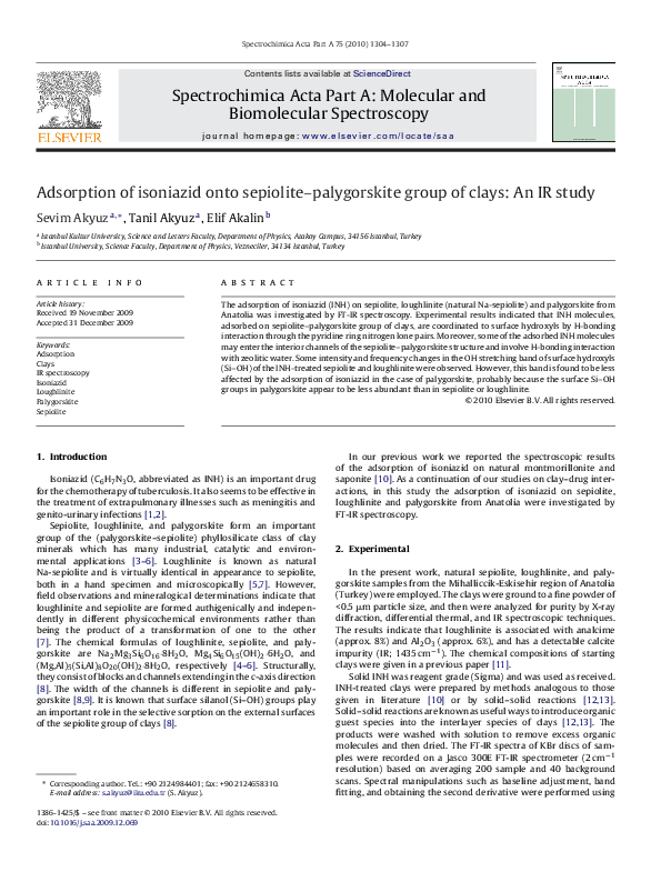 (PDF) Adsorption of isoniazid onto sepiolite–palygorskite group of ...