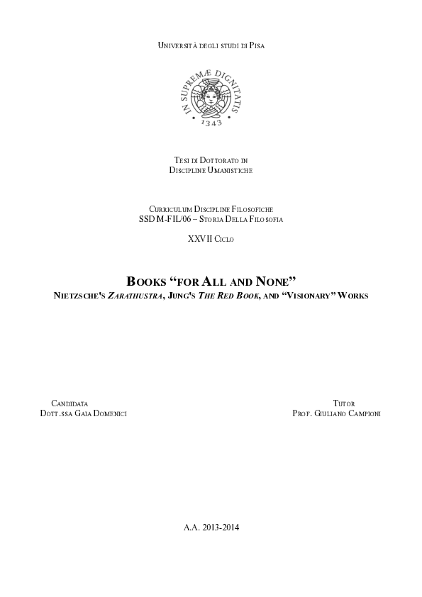 (PDF) Books "for All and None". Nietzsche's "Zarathustra", Jung's "The ...