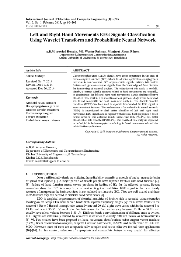 (PDF) EEG Classifier for Left/Right Hand Movements