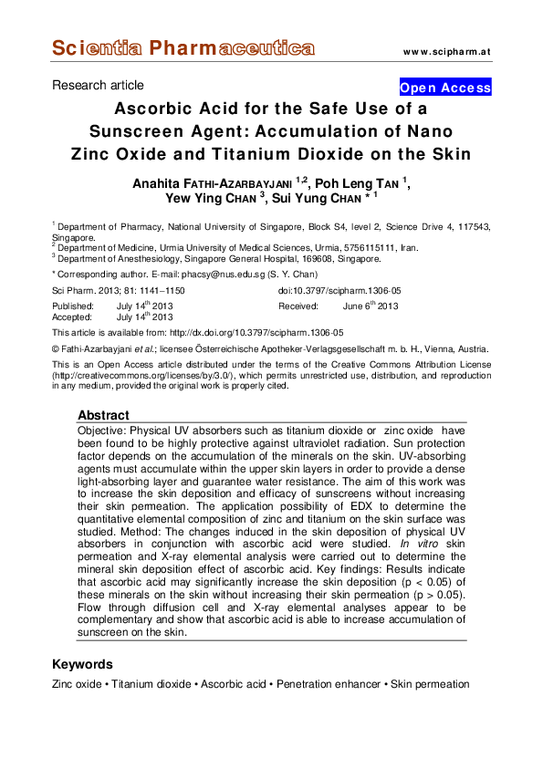 (PDF) Ascorbic Acid for the Safe Use of a Sunscreen Agent: Accumulation ...