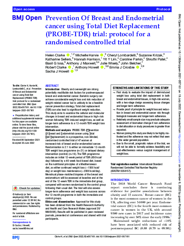 (PDF) TDR Trial to Prevent Breast and Endometrial Cancer