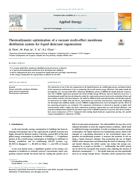 (PDF) Thermodynamic optimization of a vacuum multi-effect membrane ...