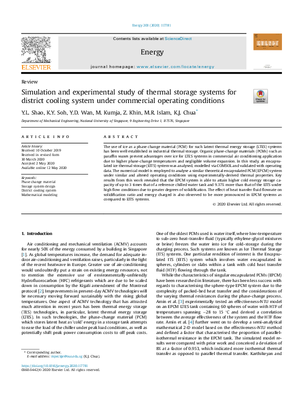 (PDF) Simulation and experimental study of thermal storage systems for ...