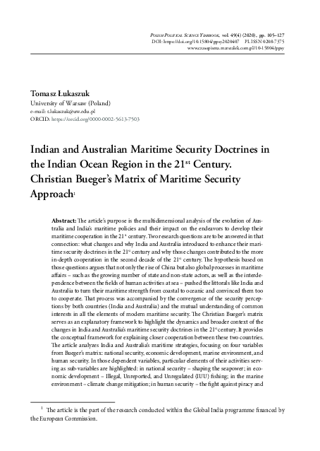 (PDF) Indian and Australian Maritime Security Doctrines in the Indian ...