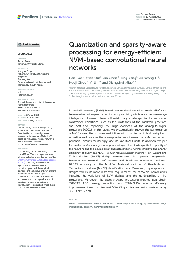 (PDF) Quantization and sparsity-aware processing for energy-efficient ...