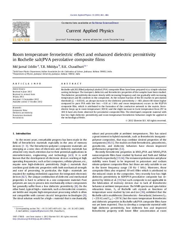 (PDF) Room temperature ferroelectric effect and enhanced dielectric ...