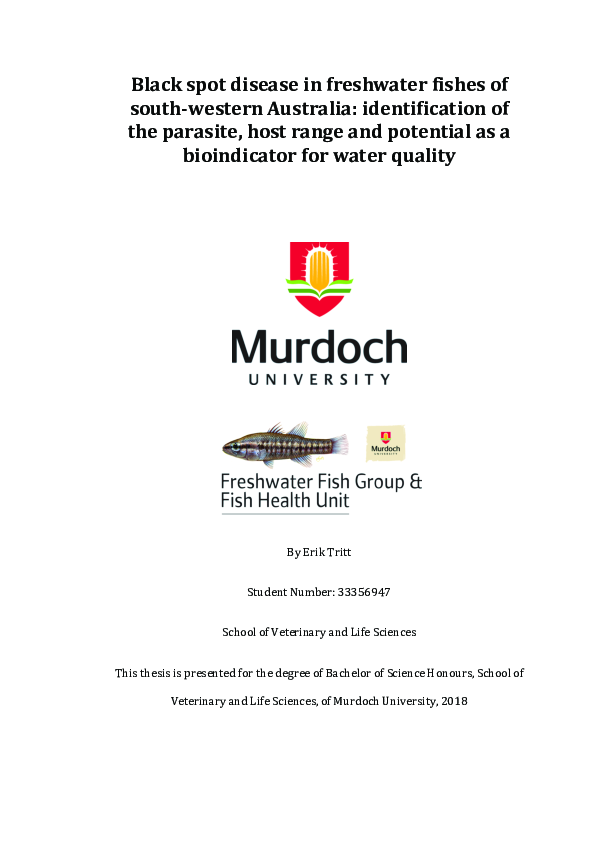 (PDF) Black spot disease in freshwater fishes ofsouth-western Australia ...