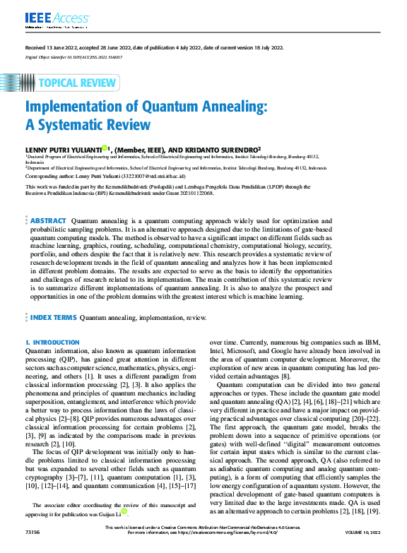 (PDF) Implementation of Quantum Annealing: A Systematic Review