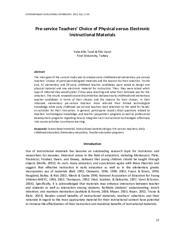 (PDF) Pre-service Teachers’ Choice of Physical versus Electronic ...