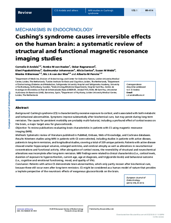 (PDF) MECHANISMS IN ENDOCRINOLOGY: Cushing's syndrome causes ...