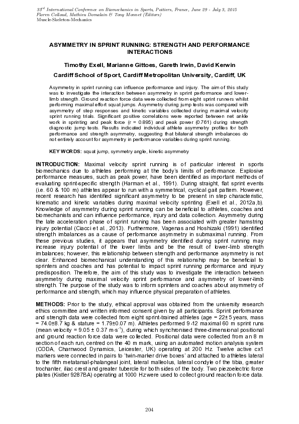 (PDF) Asymmetry in Sprint Running: Strength and Performance Interactions