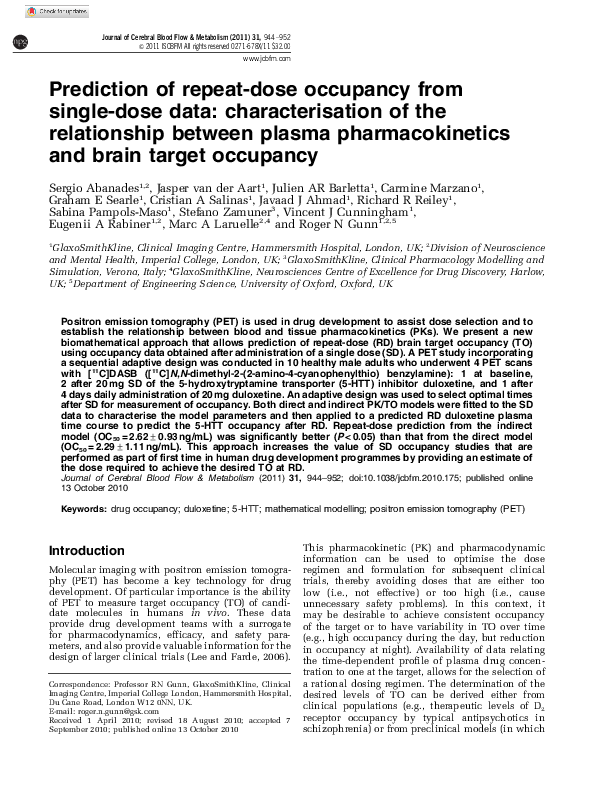 (PDF) Prediction of Repeat-Dose Occupancy from Single-Dose Data ...