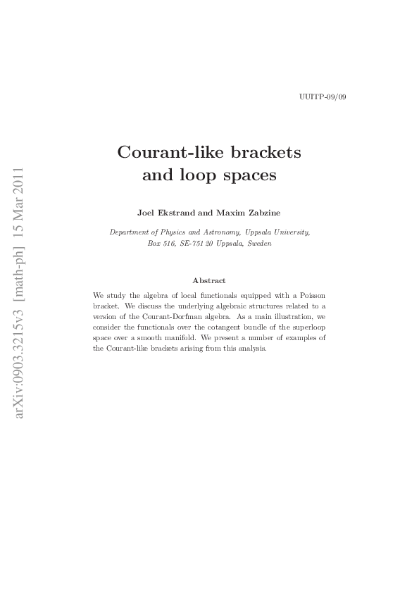 (PDF) Courant-like brackets and loop spaces