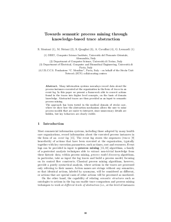 (PDF) Towards Semantic Process Mining Through Knowledge-Based Trace Abstraction
