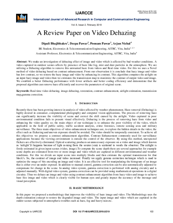 (PDF) A Review Paper on Video Dehazing