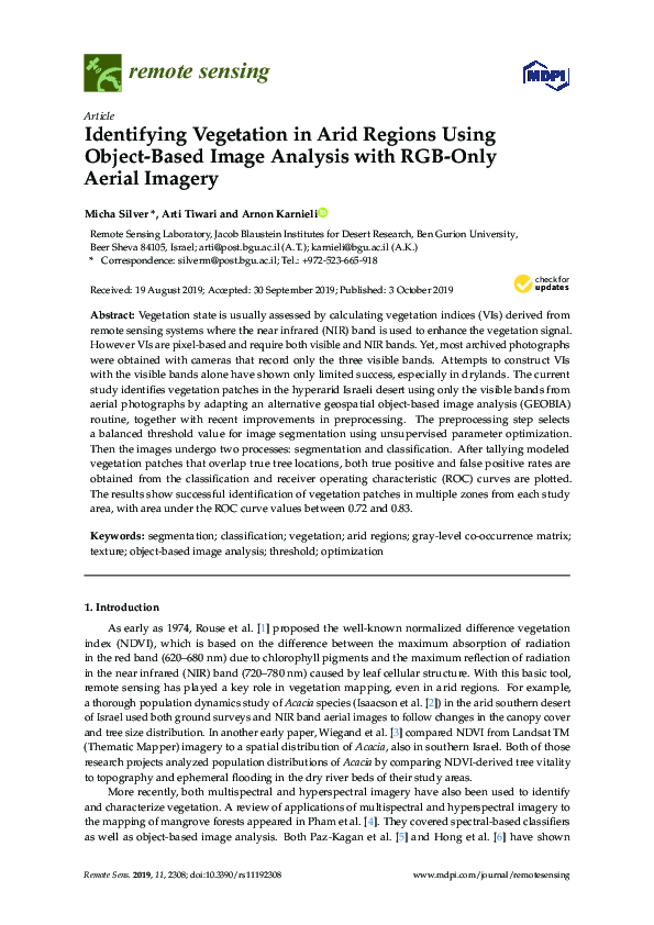 (PDF) Identifying Vegetation in Arid Regions Using Object-Based Image ...