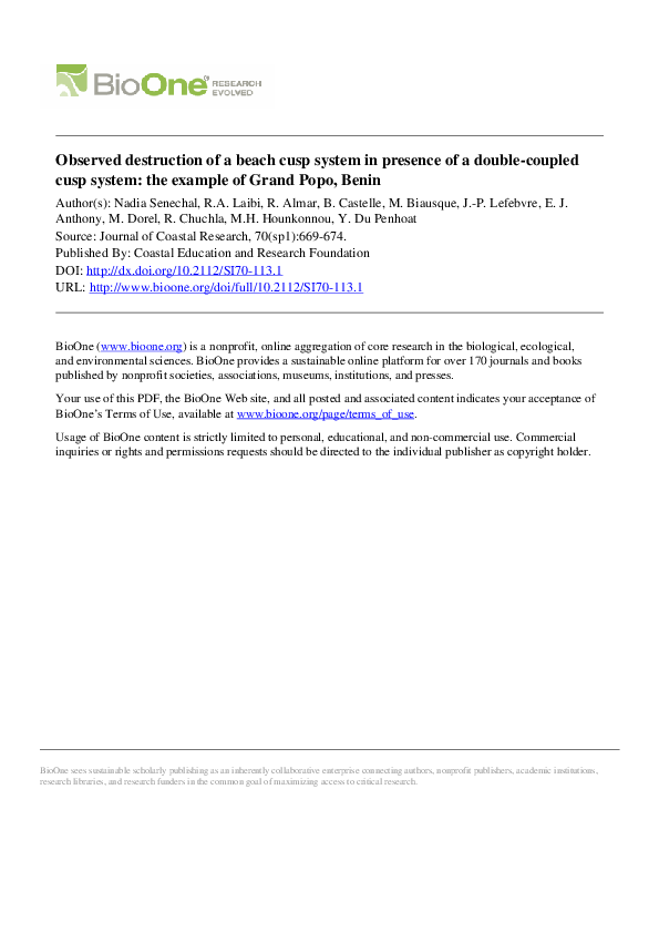 (PDF) Observed destruction of a beach cusp system in presence of a ...