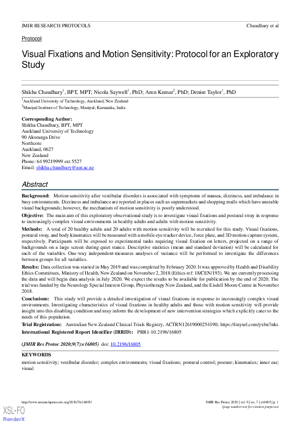 (PDF) Visual Fixations and Motion Sensitivity: An exploratory study ...