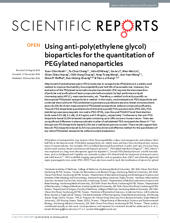 (PDF) Using anti-poly(ethylene glycol) bioparticles for the ...