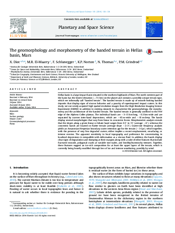 (PDF) The geomorphology and morphometry of the banded terrain in Hellas ...