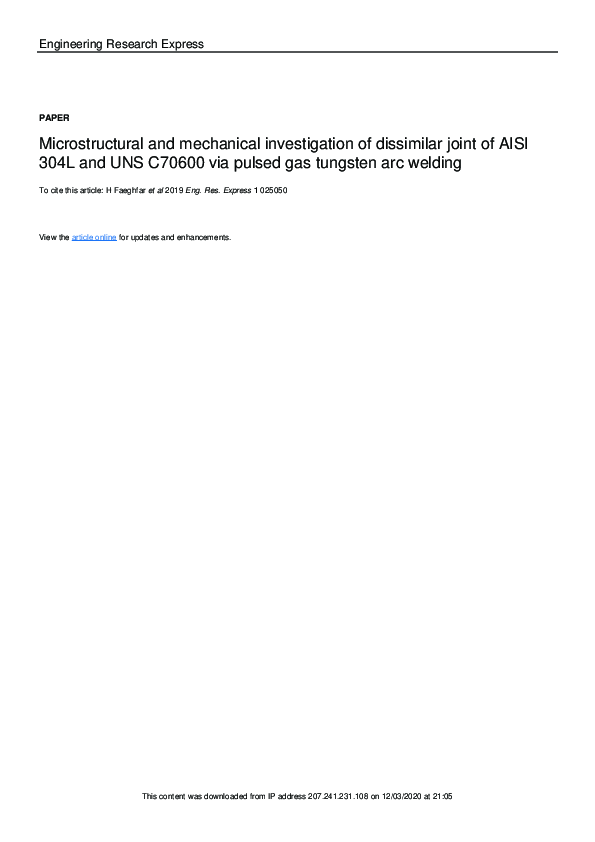 Pdf Comparison Of Pulsed And Continuous Current Gas Tungsten Arc Welding In Dissimilar Welding