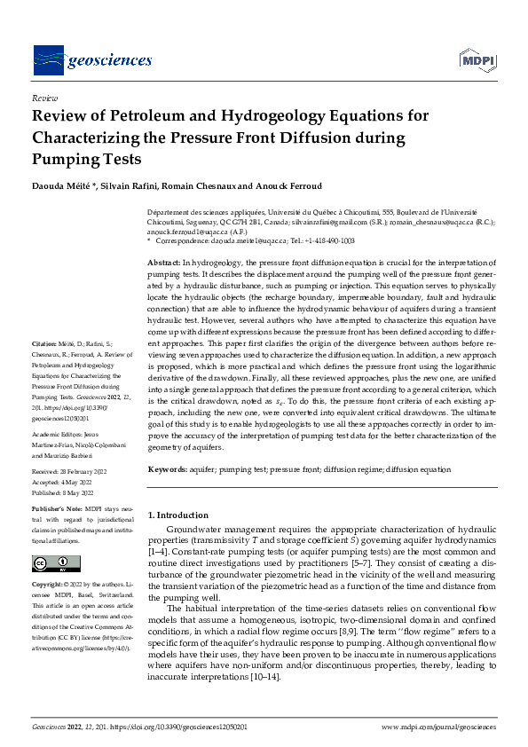 (PDF) Review of Petroleum and Hydrogeology Equations for Characterizing ...