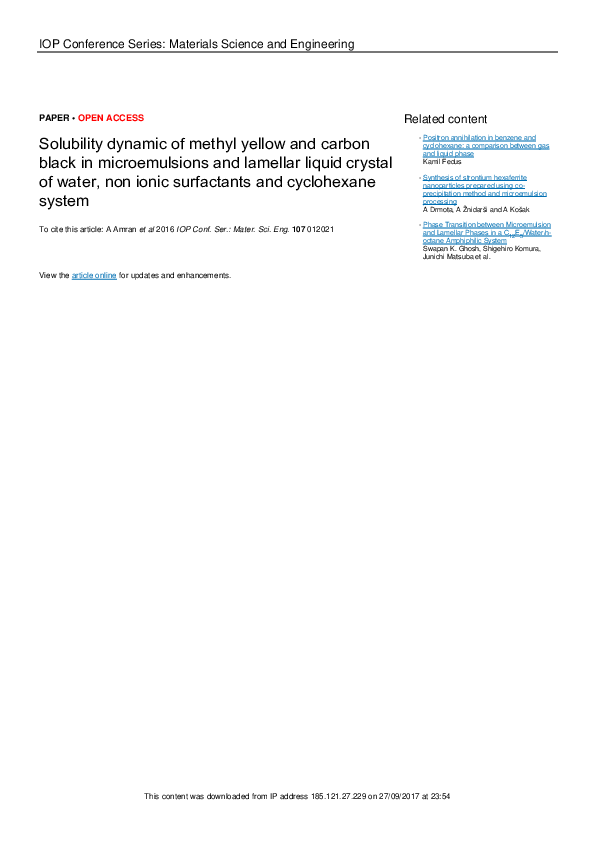 (PDF) Solubility dynamic of methyl yellow and carbon black in ...