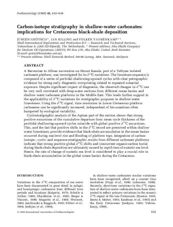 (PDF) Carbon-isotope stratigraphy in shallow-water carbonates ...
