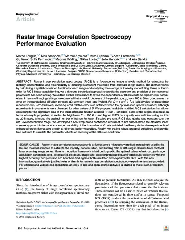 Pdf Raster Image Correlation Spectroscopy Performance Evaluation