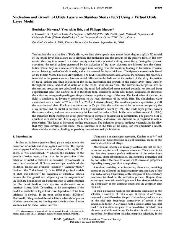 (PDF) Nucleation and Growth of Oxide Layers on Stainless Steels (FeCr ...